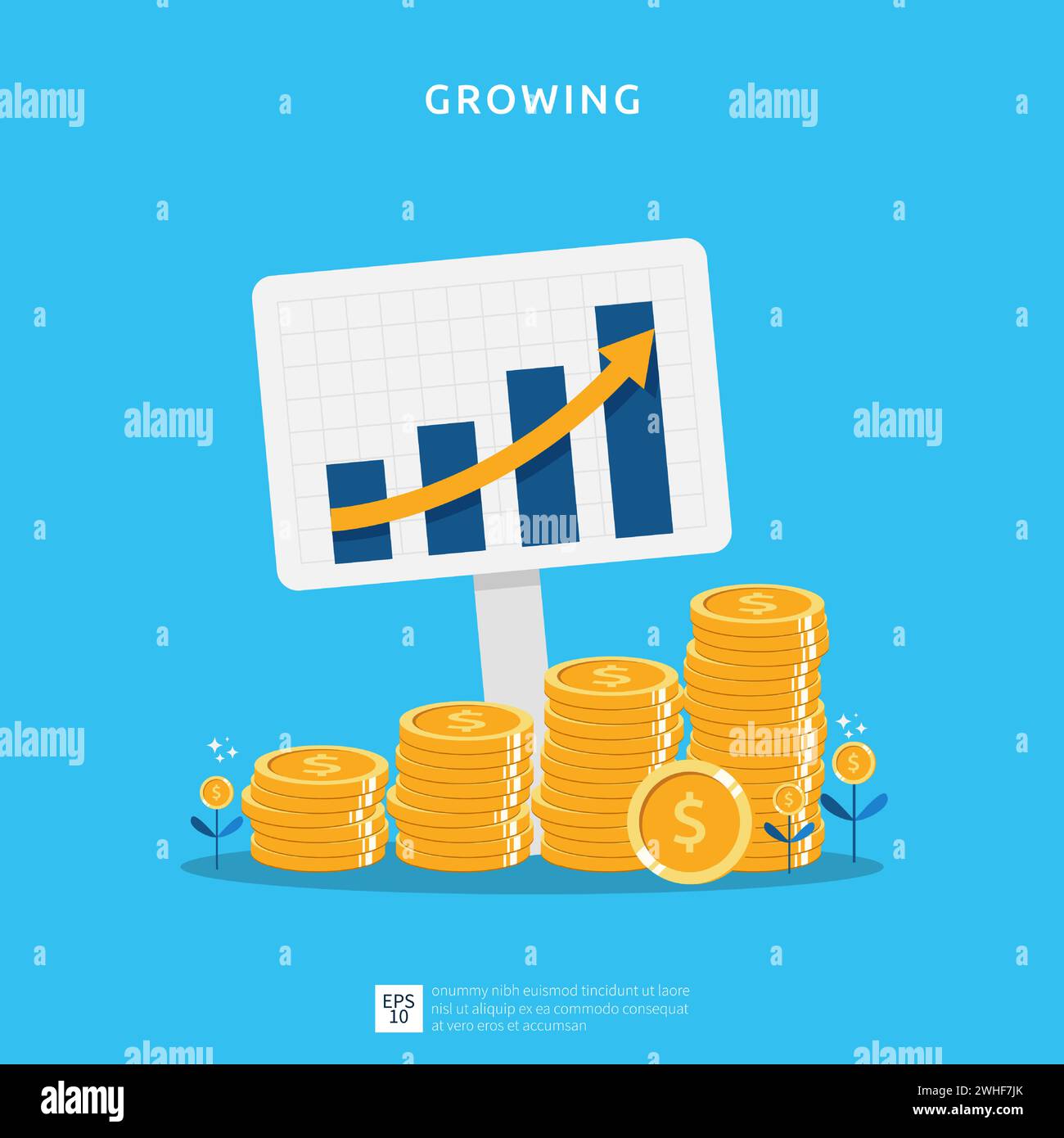 Business growth illustration for smart investment concept. Profit ...