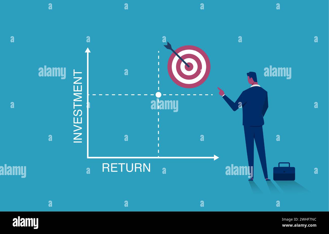 Return on investment graph, Business growth target and arrows chart ...
