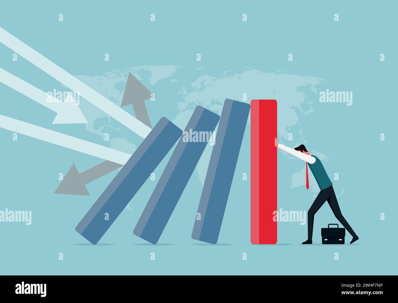 Company and business to survive concept, businessman leader help ...