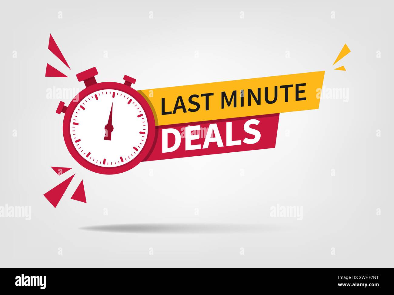 last minute deal button, flat label flag sign, alarm clock countdown ...