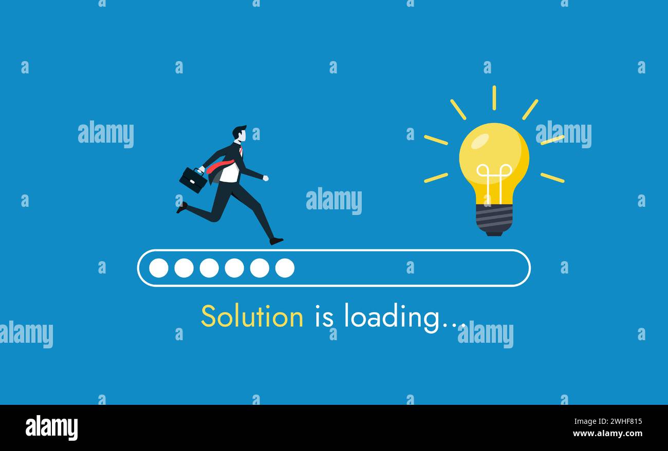 Solution and idea loading concept with progress bar and light bulb ...