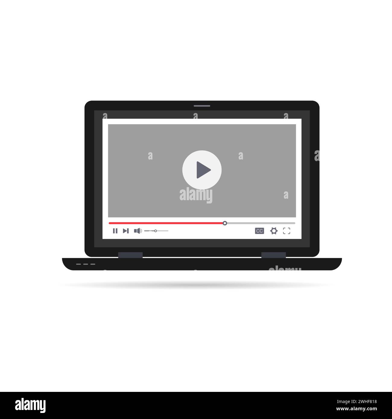 Video player interface on the laptop screen, Video streaming template design vector illustration ...