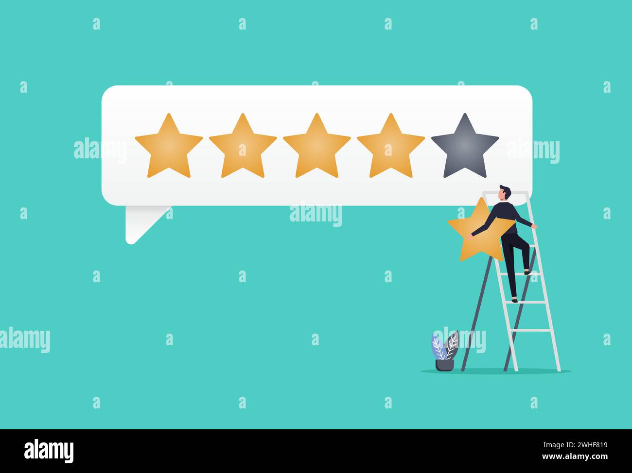 Customer giving 5 stars rating review, reputation and customer feedback ...