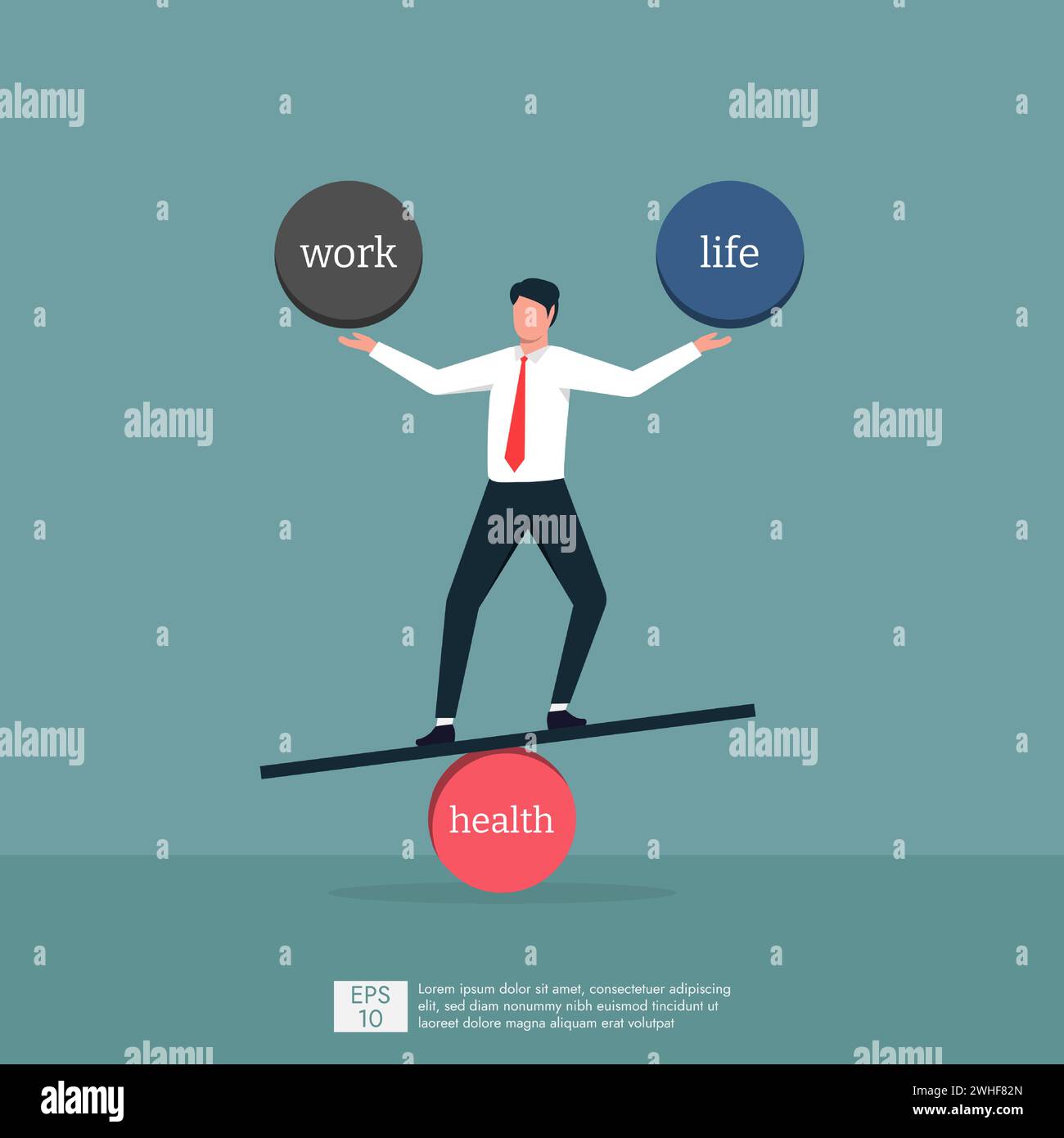 Work, health and life balance concept, businessman try to balancing his ... Work, health and life balance concept, businessman try to balancing his ...