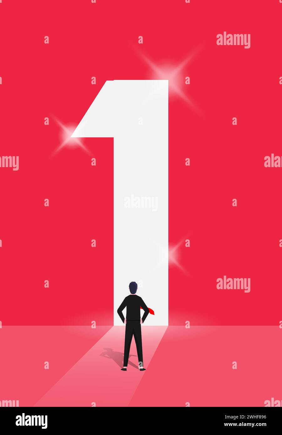 Become success in the future concept, Standing in front of an open door ...