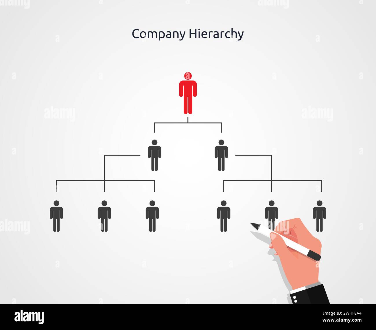 Businessman hand drawing of company or organization hierarchy vector ...