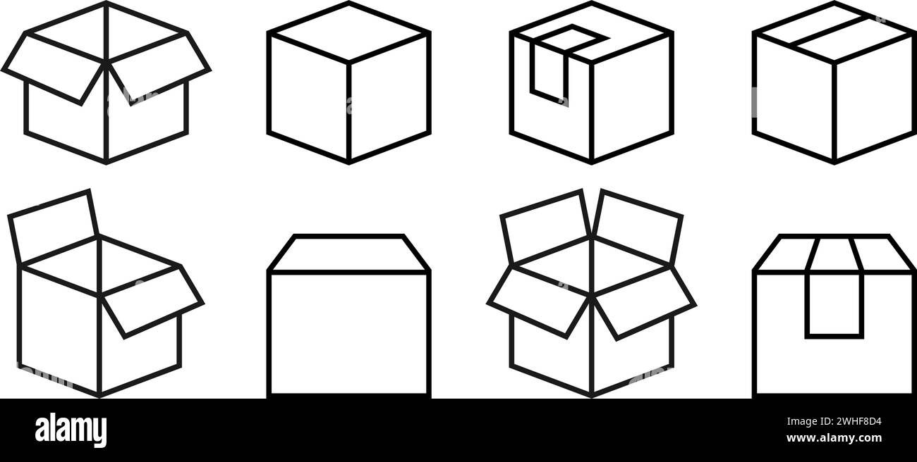 Cardboard boxes goods in Black and White Stock Photos & Images - Alamy