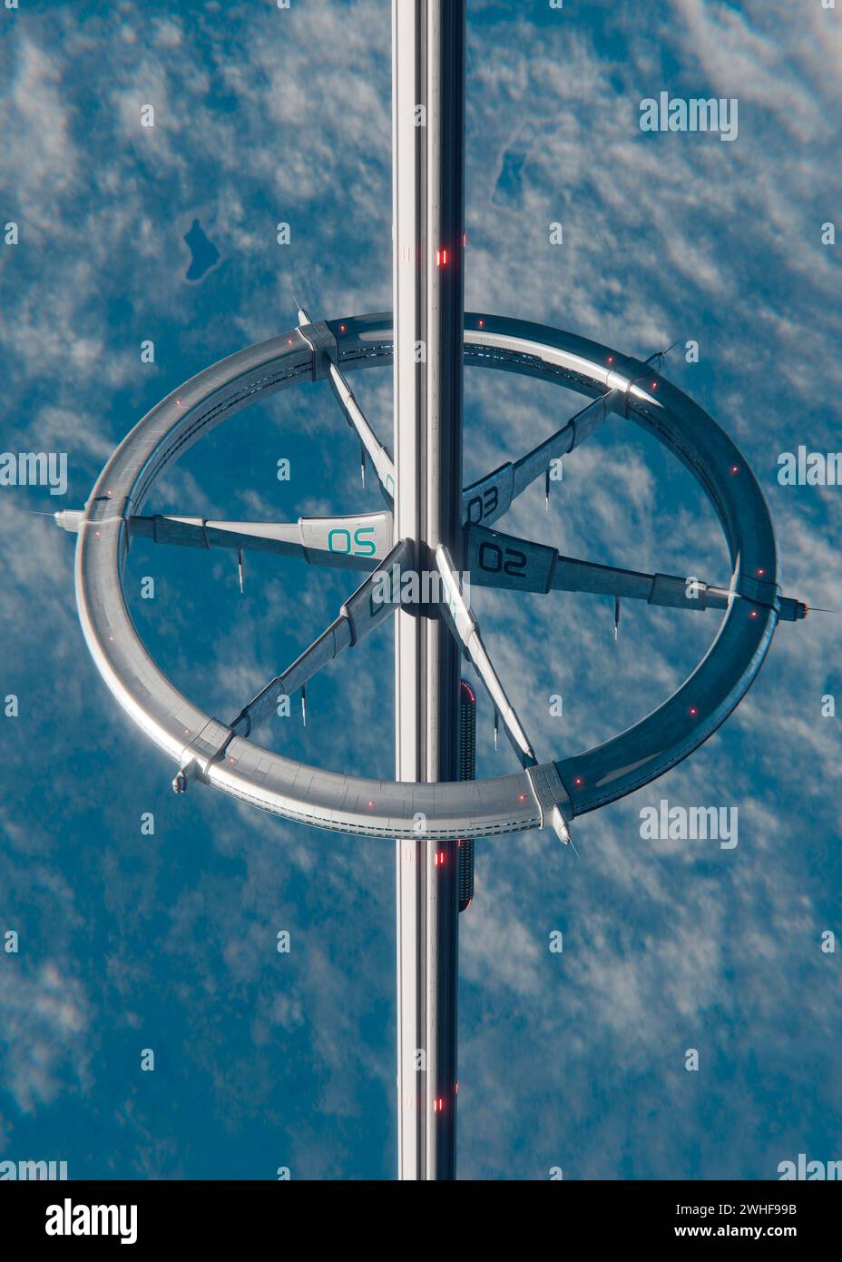 Artwork of a Space Elevator Stock Photo - Alamy