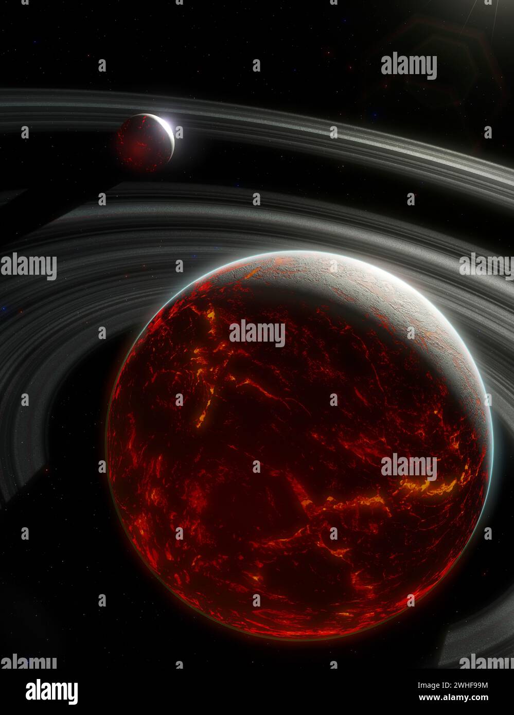 Artwork of the early Earth-Moon system Stock Photo - Alamy