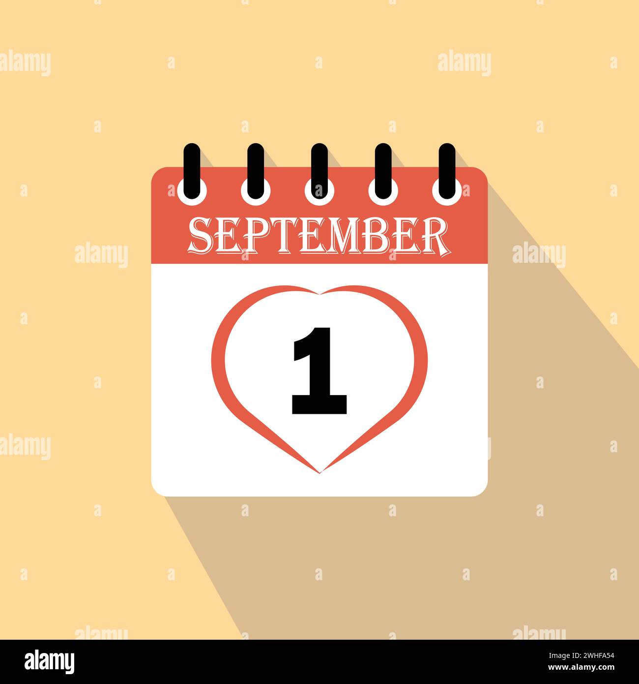 Icon calendar day - 1 September. 1st days of the month, vector ...
