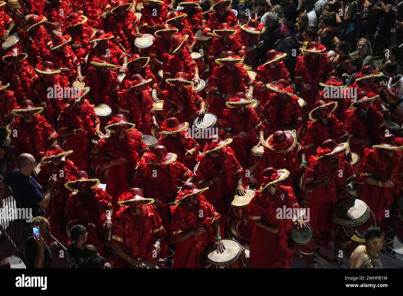Candombe, drummers, dancers perform during "Las llamadas" carnival ...