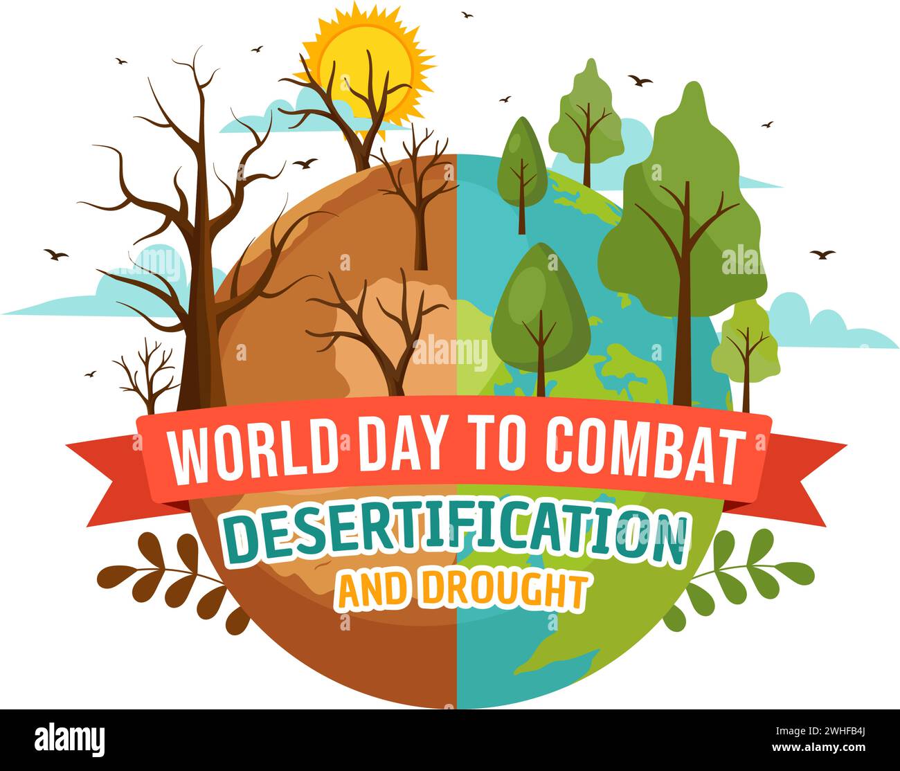 World Day to Combat Desertification and Drought Vector Illustration ...