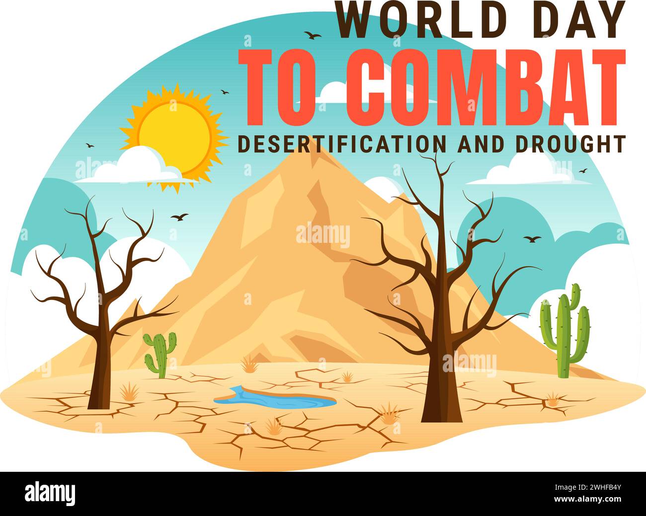 World Day to Combat Desertification and Drought Vector Illustration ...