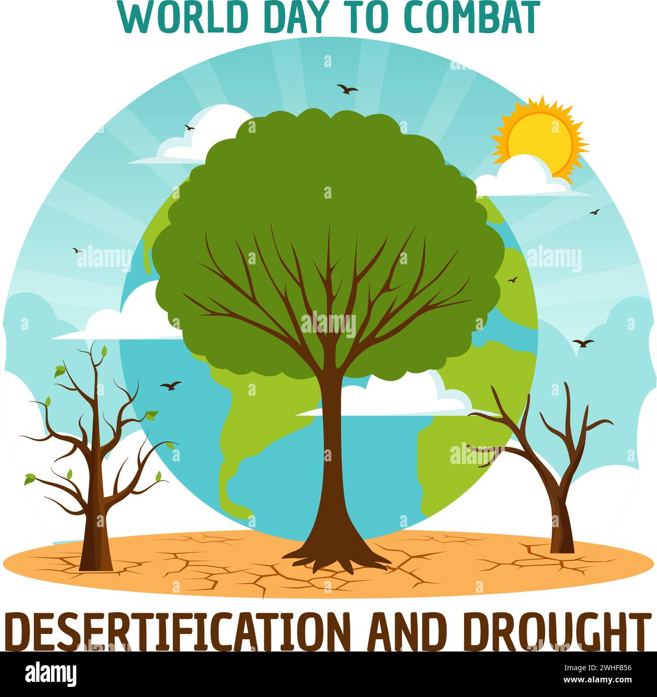 World Day to Combat Desertification and Drought Vector Illustration ...