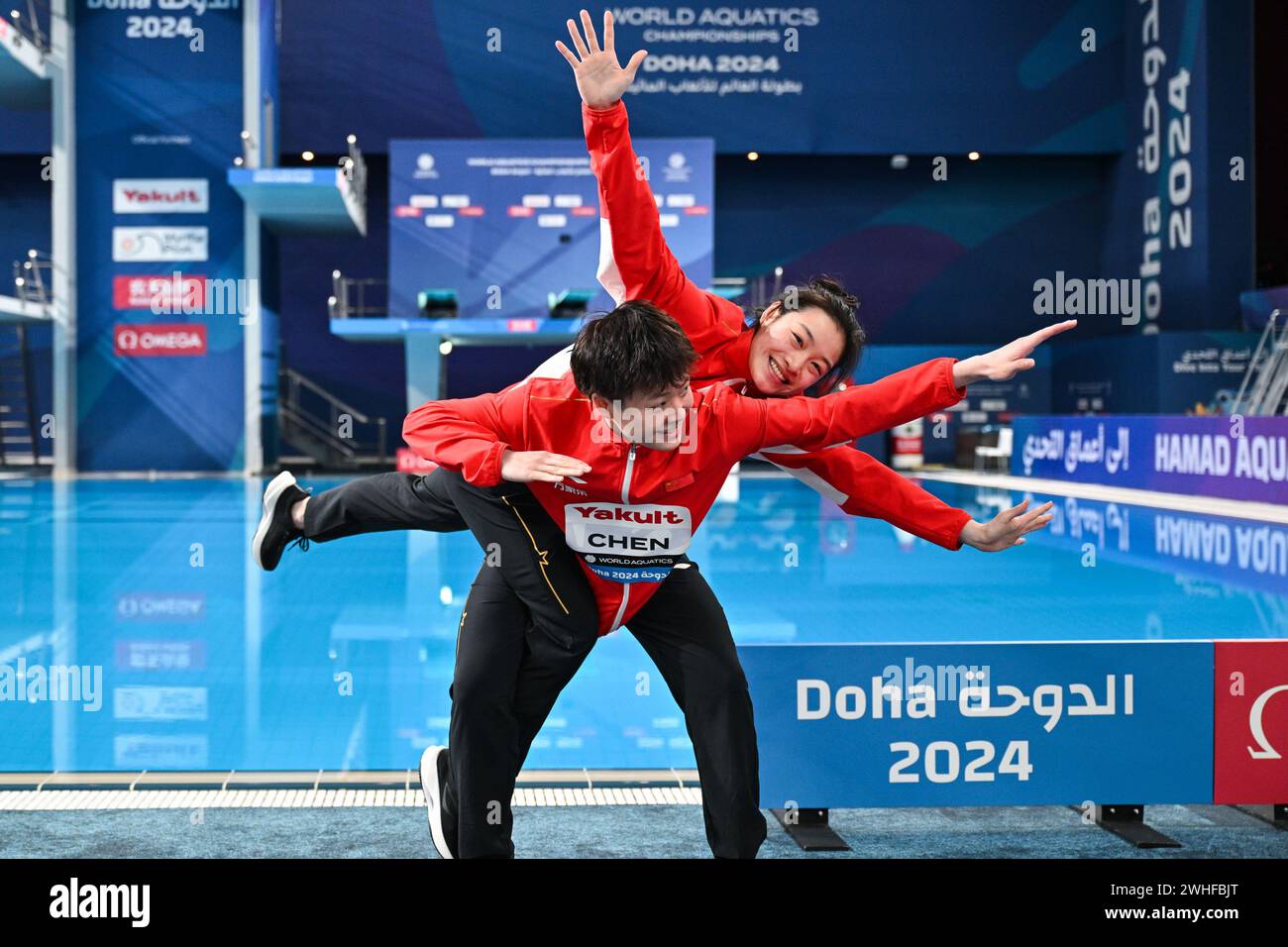Doha. 9th Feb, 2024. Chang Yani (rear) and Chen Yiwen of China ... Doha. 9th Feb, 2024. Chang Yani (rear) and Chen Yiwen of China ...