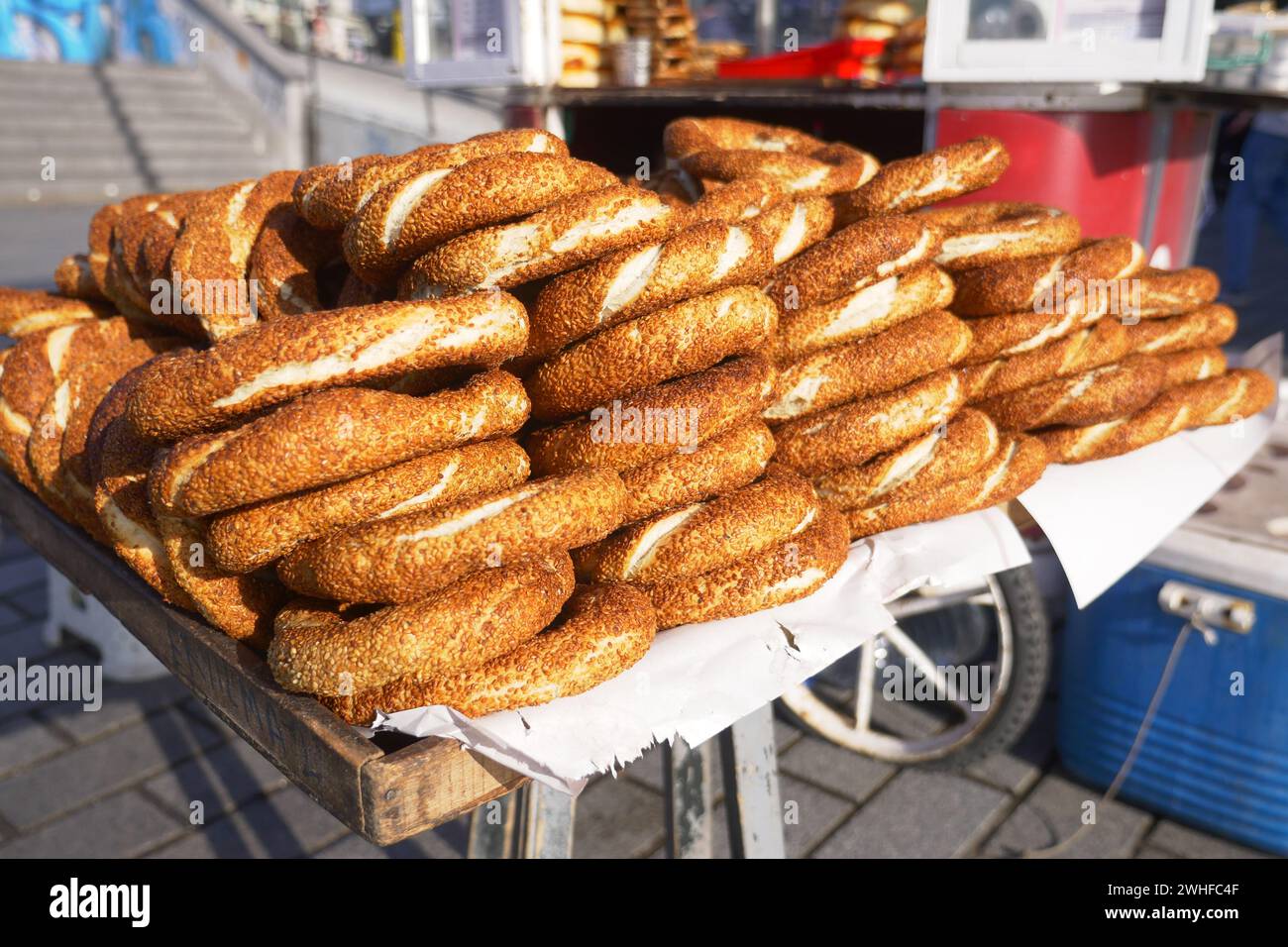 Turkish Bagel Simit selling in a van Stock Photo - Alamy