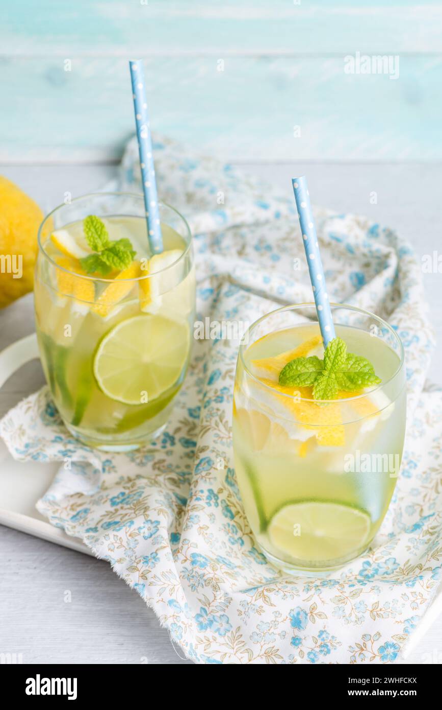 Summer citrus fruits drink Stock Photo - Alamy
