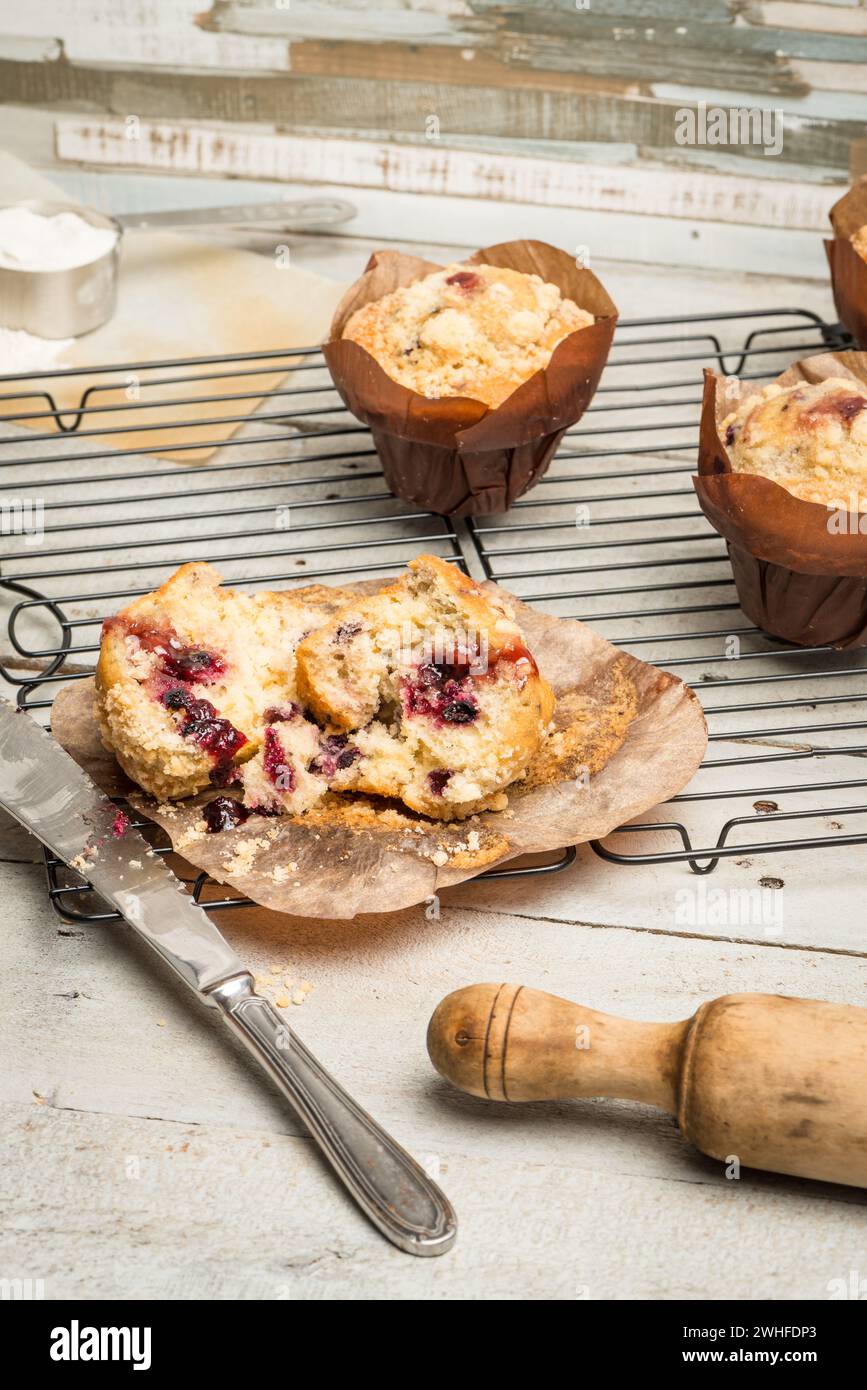 Muffins with red fruits jam fill Stock Photo - Alamy
