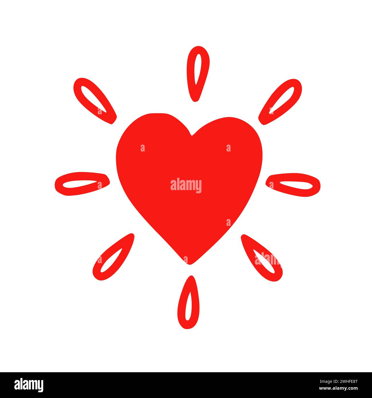 Simple Hand Drawn Red Shining Heart Icon Stock Vector Image & Art - Alamy