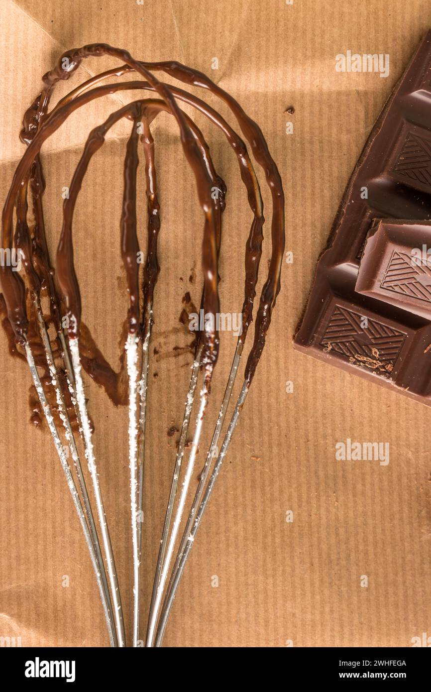 Chocolate on egg beater Stock Photo - Alamy