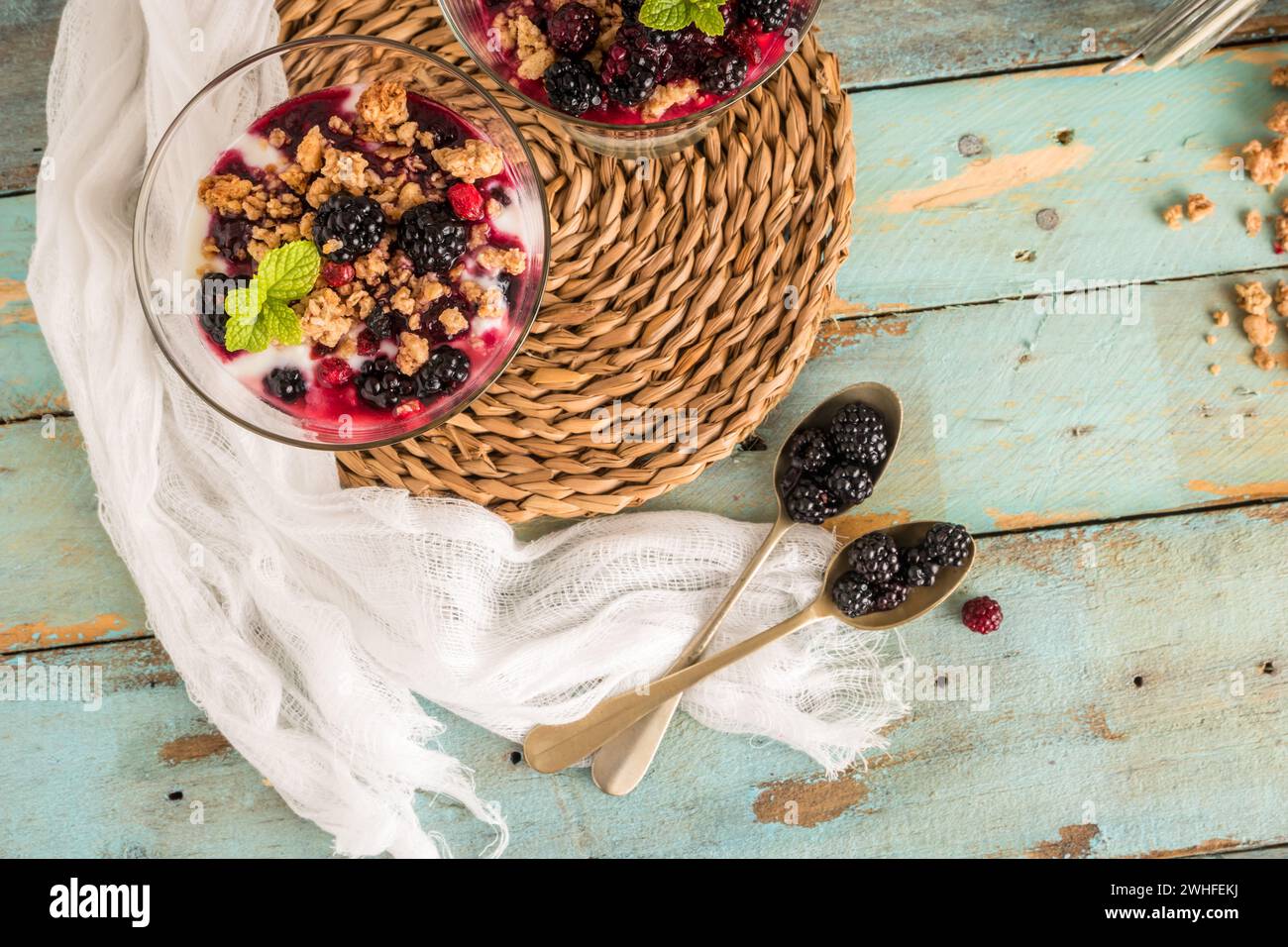 Delicious yogurt fruit close hi-res stock photography and images - Alamy