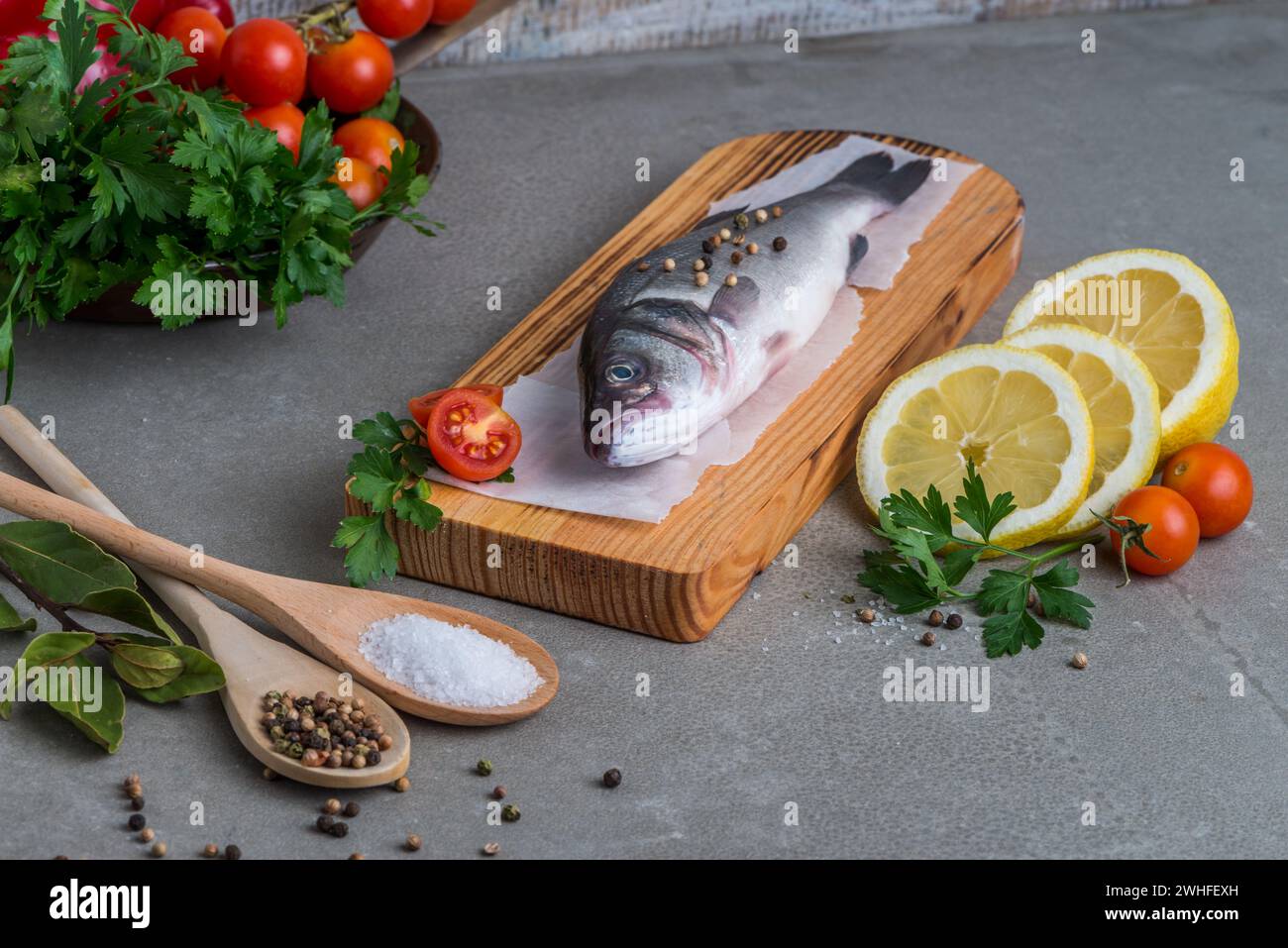 Fresh fish sea bass Stock Photo - Alamy
