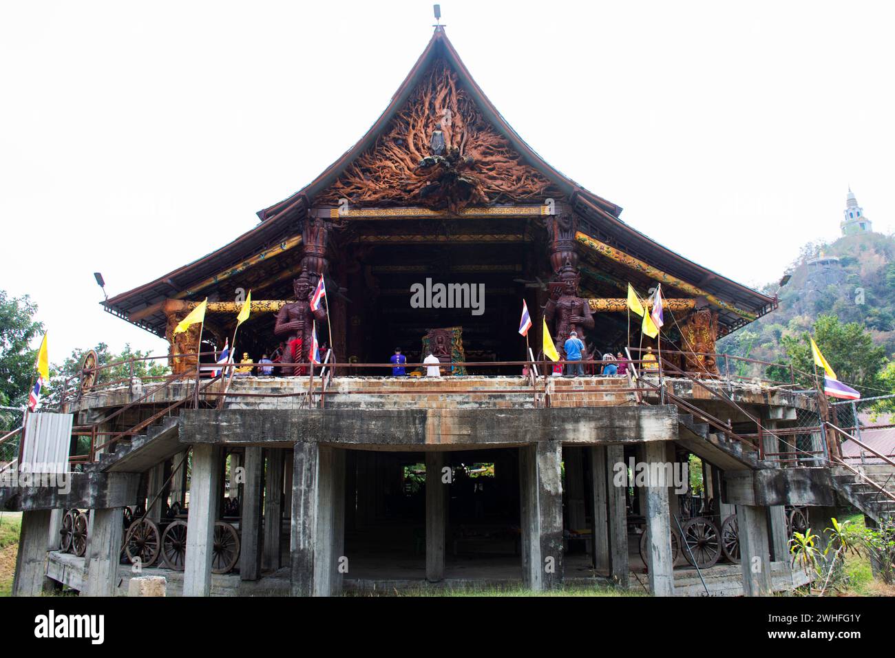 Thai people join donate for build wooden ubosot church or wood ...