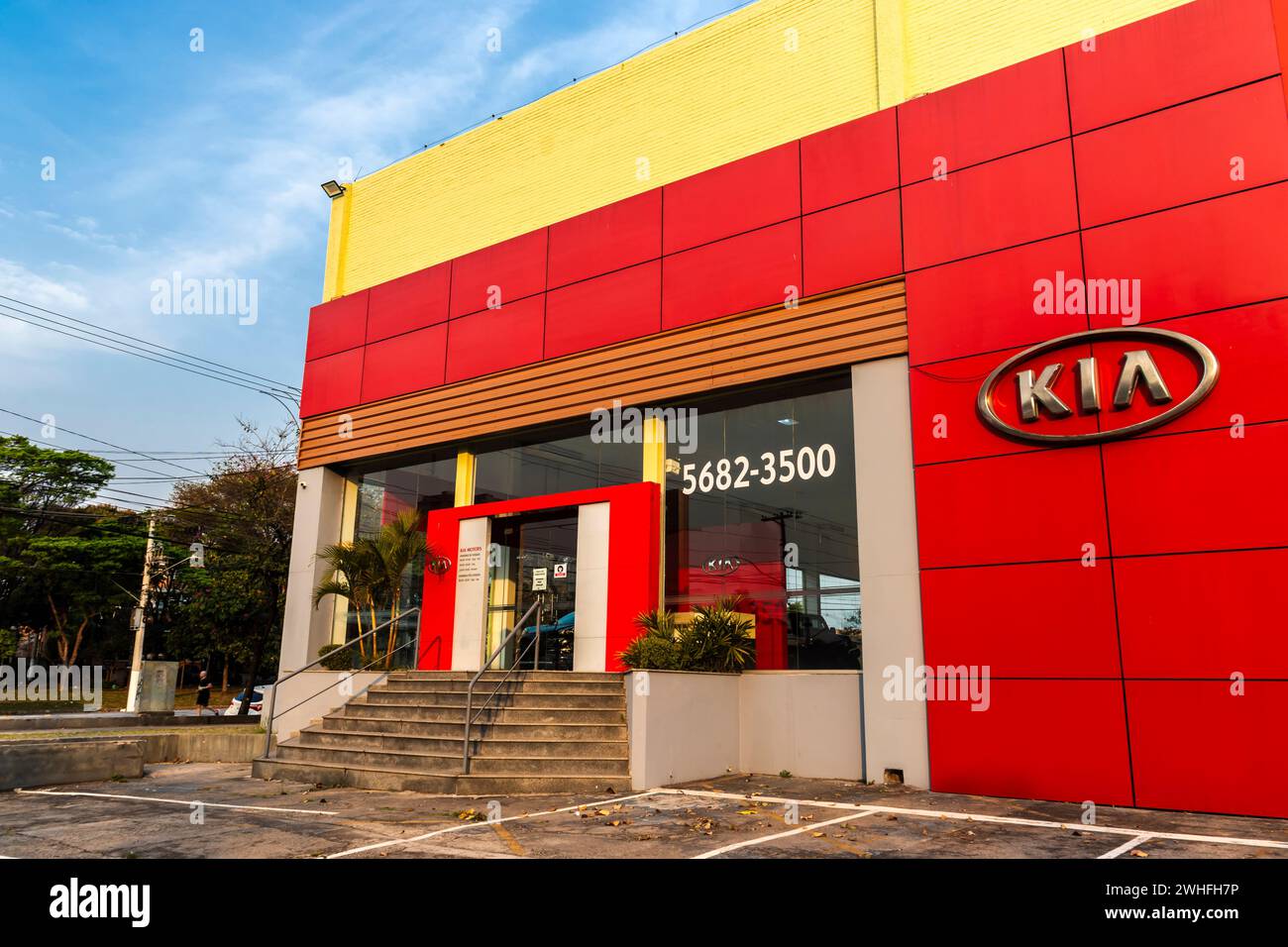 Sao Paulo, Brazil, August 26,.2021. Facade of the Kia Motors Brand ...