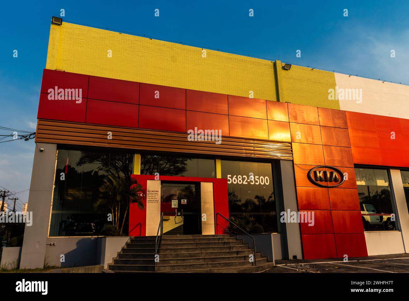 Sao Paulo, Brazil, August 26,.2021. Facade of the Kia Motors Brand ...
