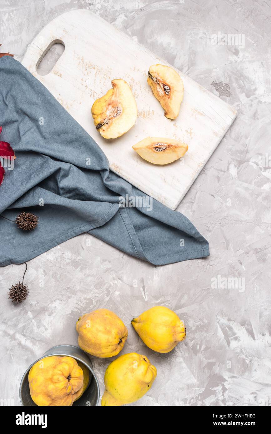 Quince fruit parts Stock Photo - Alamy