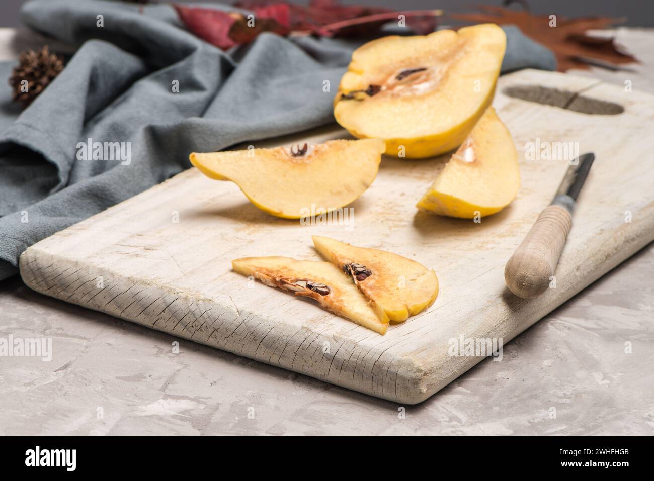 Quince fruit parts Stock Photo - Alamy