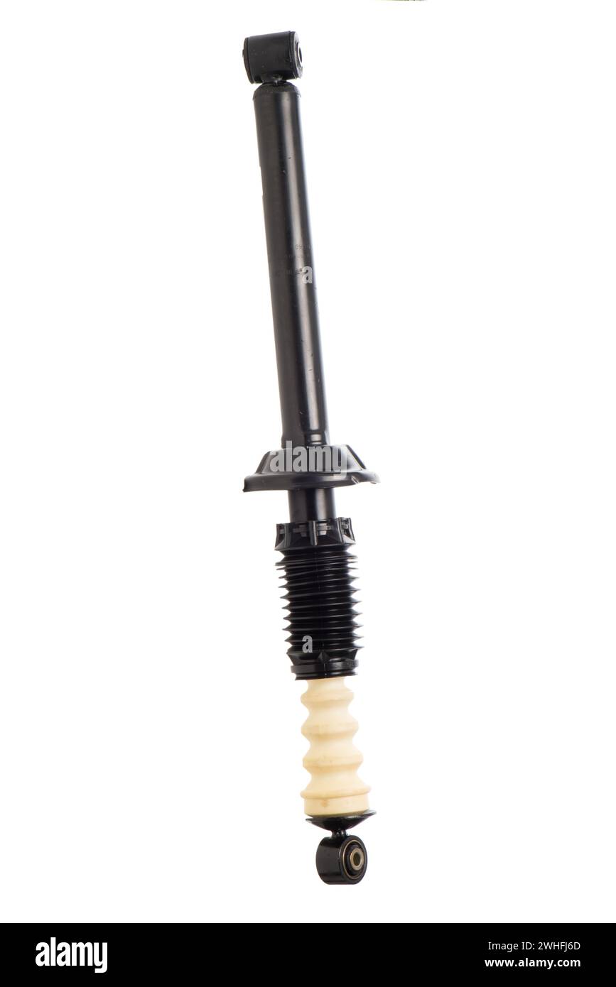 Car shock absorver isolated on white background Stock Photo - Alamy