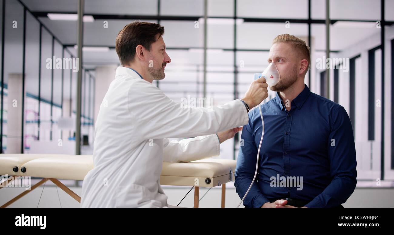 Asthma COPD Breath Nebulizer And Mask Given By Doctor Or Nurse Stock ...