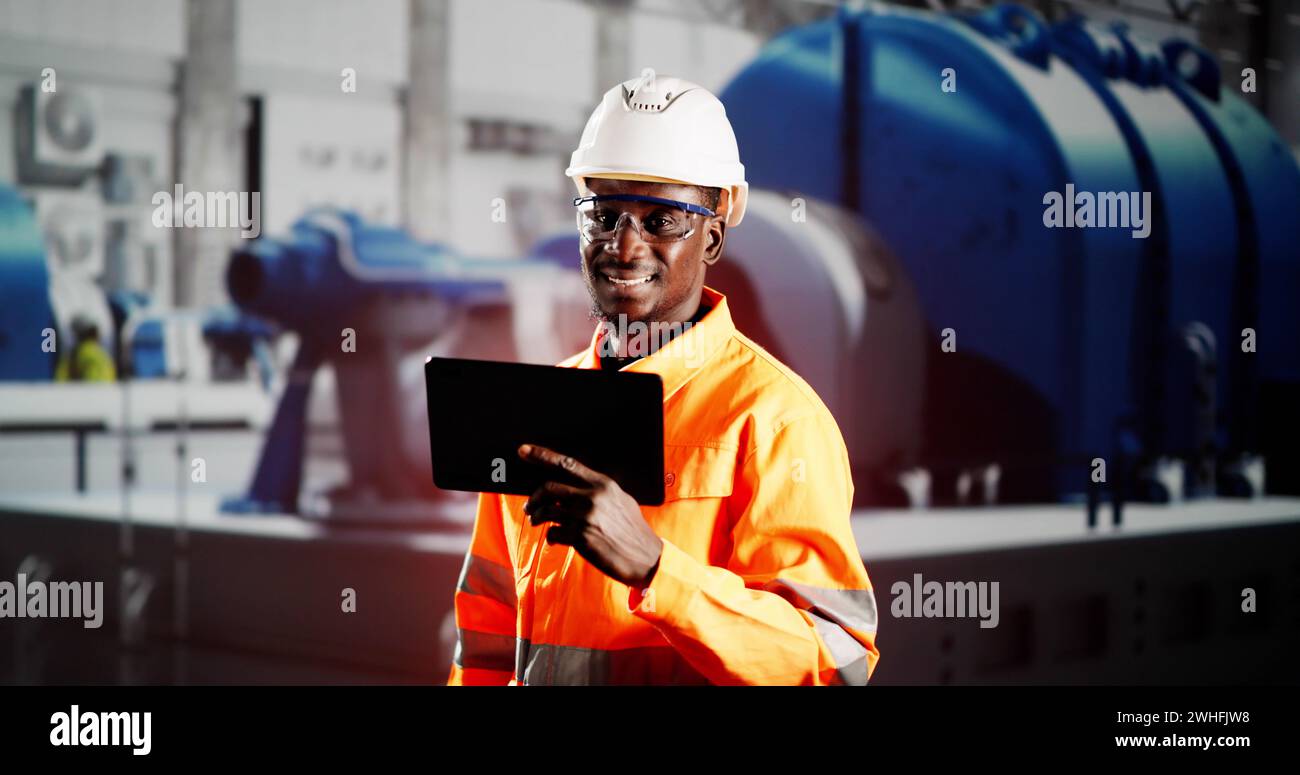 African Engineer Man Checking Industrial Facility. Osha Inspection ...