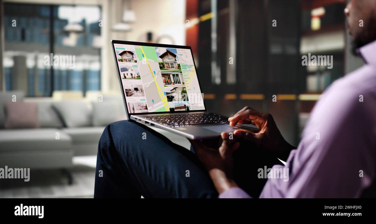 Searching Real Estate House Or Apartment Online Stock Photo - Alamy