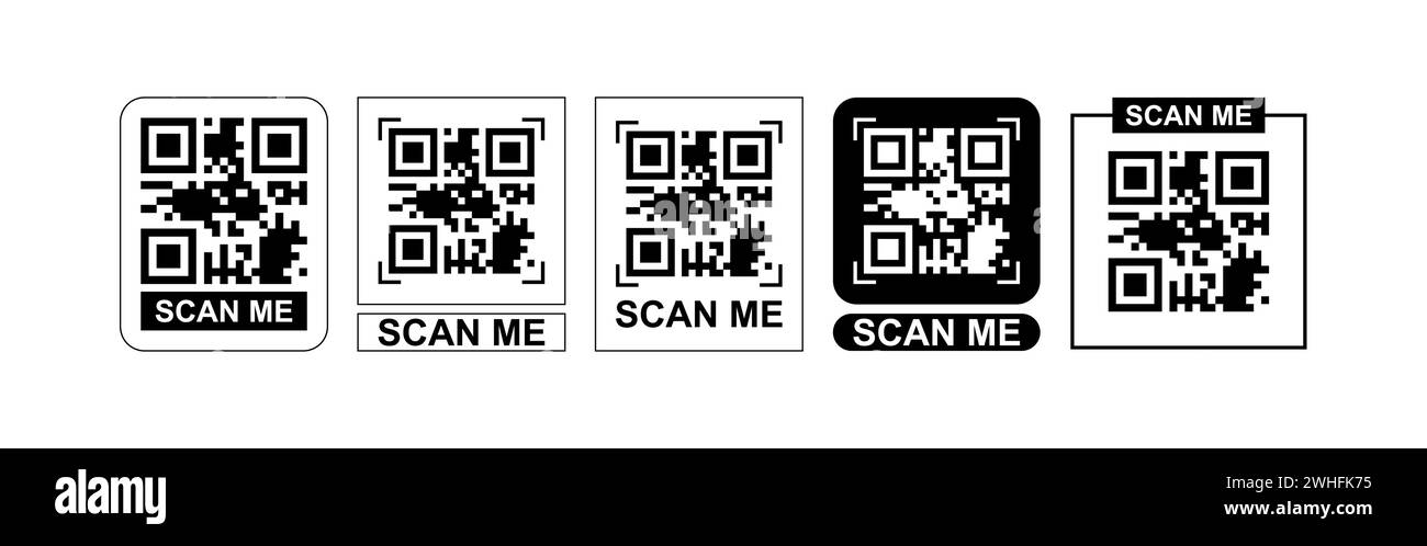 barcode and qr code shortcut icons Stock Vector Image & Art - Alamy