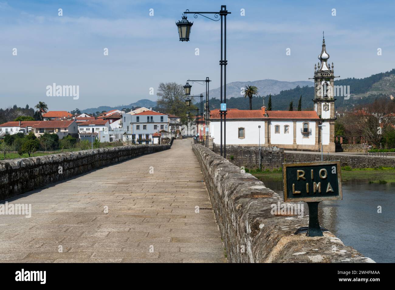Bridge crossing the Rio Lima Stock Photo - Alamy