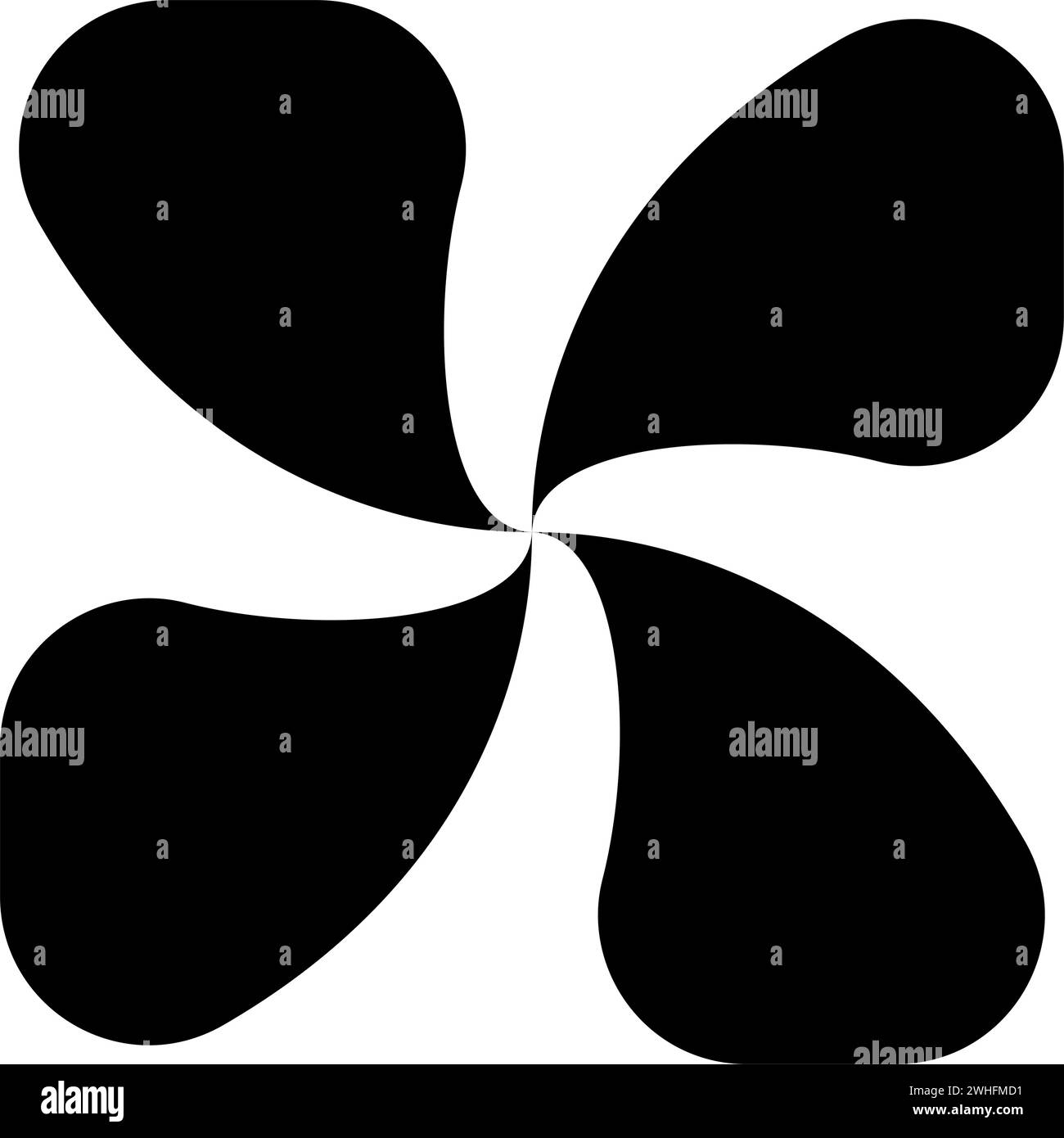 Four lobed fan blade paddle vane ventilation blade icon black color ...