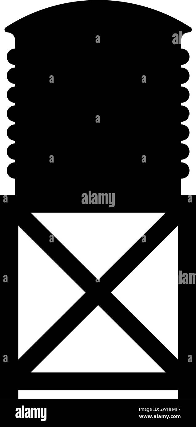 Water tower tank storage industrial construction icon black color ...