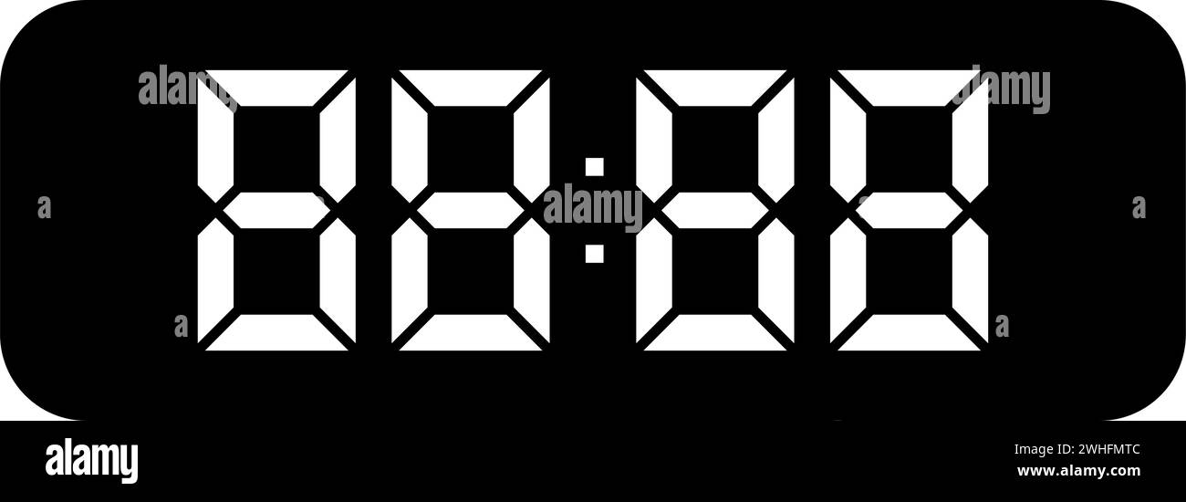 Digital table clock electronic display desk watch icon black color ...
