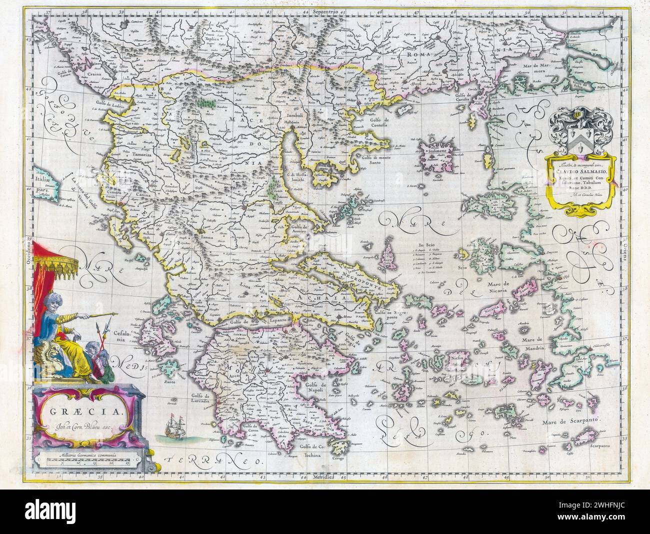 Map of Greece Willem and Johannes Joan Blaeu, ca 1662 *** Map of Greece Willem and Johannes Joan ...