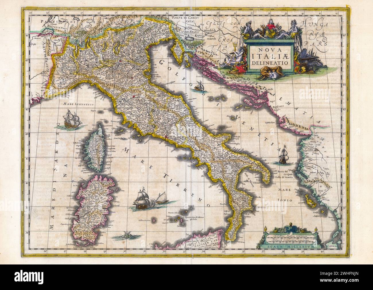 Map of Italy Willem and Johannes Joan Blaeu, ca 1640 *** Map of Italy Willem and Johannes Joan ...