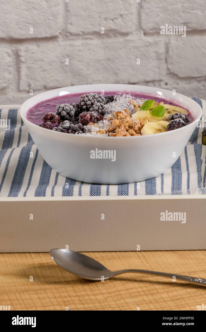 Blueberry smoothie bowl Stock Photo - Alamy