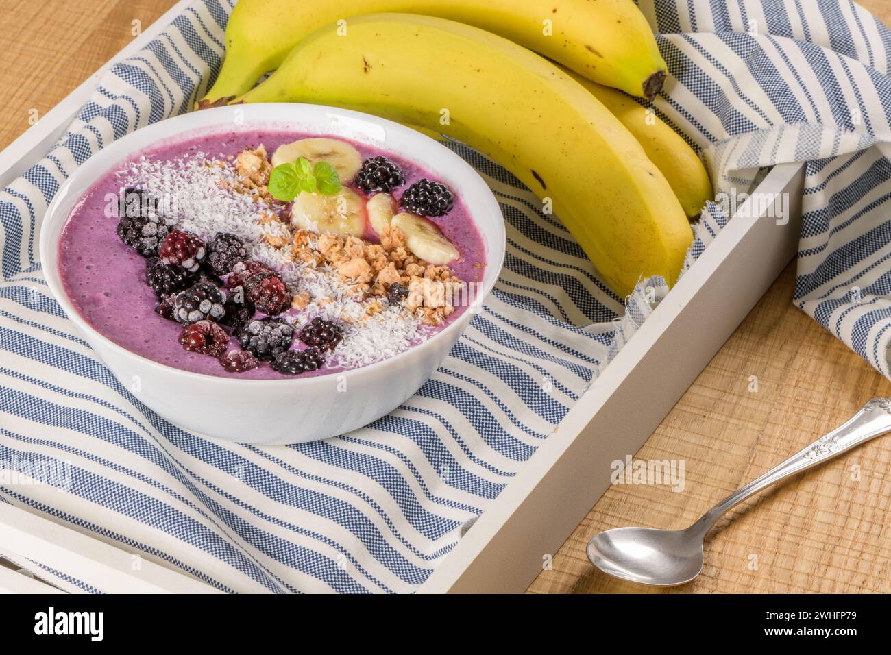 Blueberry smoothie bowl Stock Photo - Alamy