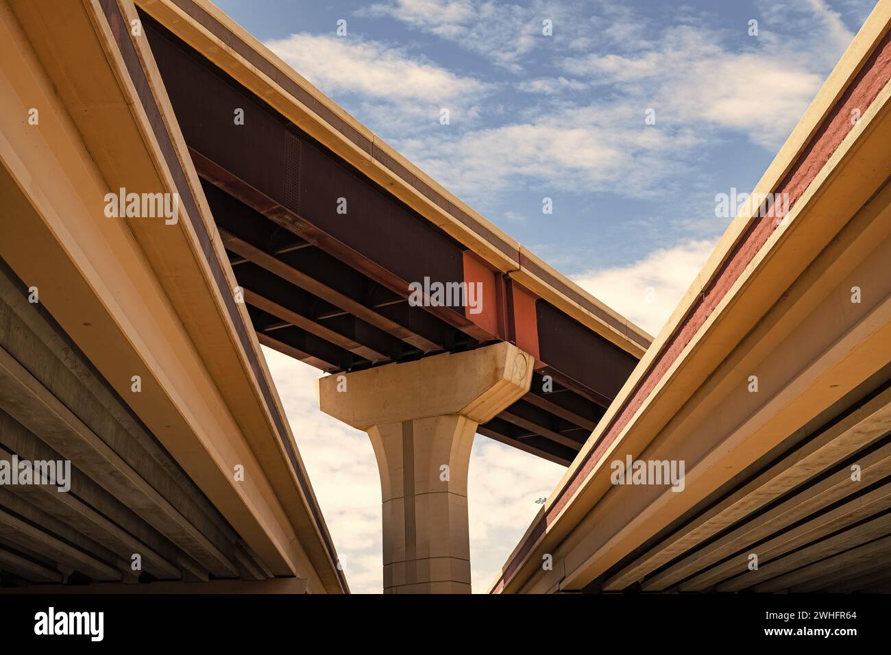 flyover architecture of transport system. bridge overpass on highway ...
