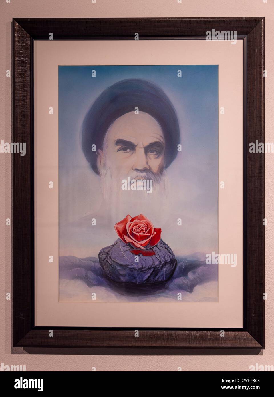 portrait of Ruhollah Khomeini with rose by Mohammad Khazaei, Museum of ...