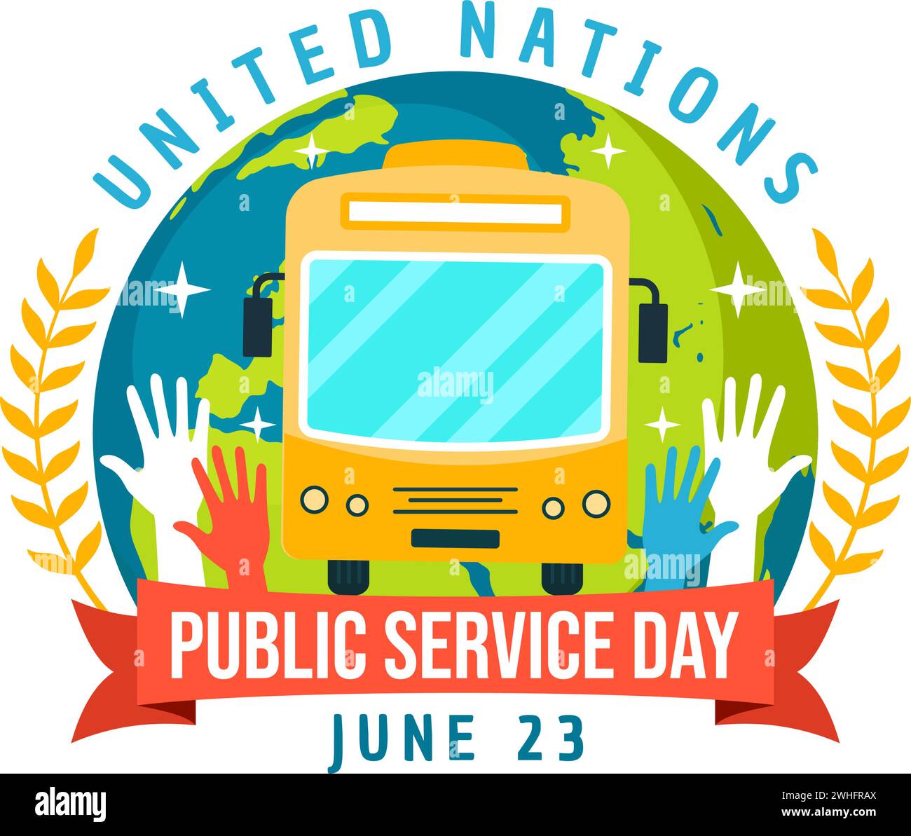 United Nations Public Service Day Vector Illustration with Publics ...