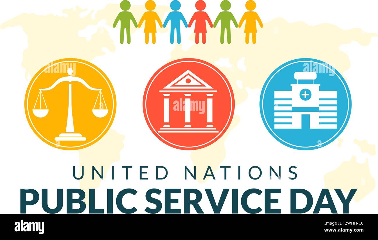 United Nations Public Service Day Vector Illustration with Publics ...