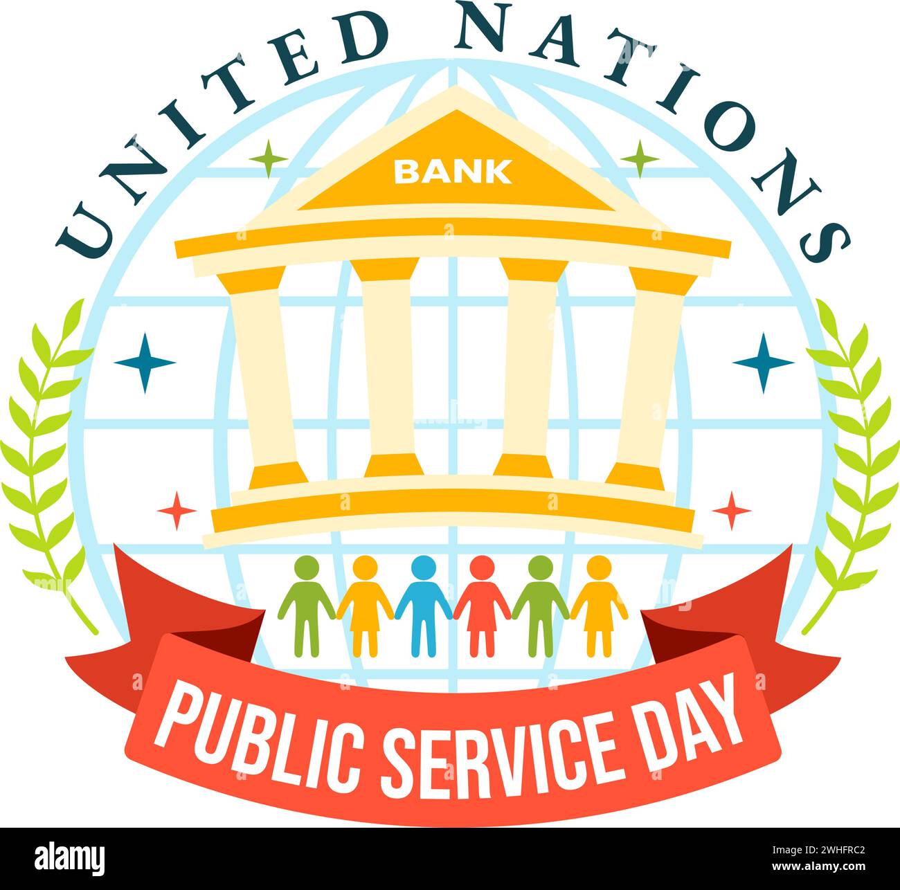 United Nations Public Service Day Vector Illustration with Publics ...