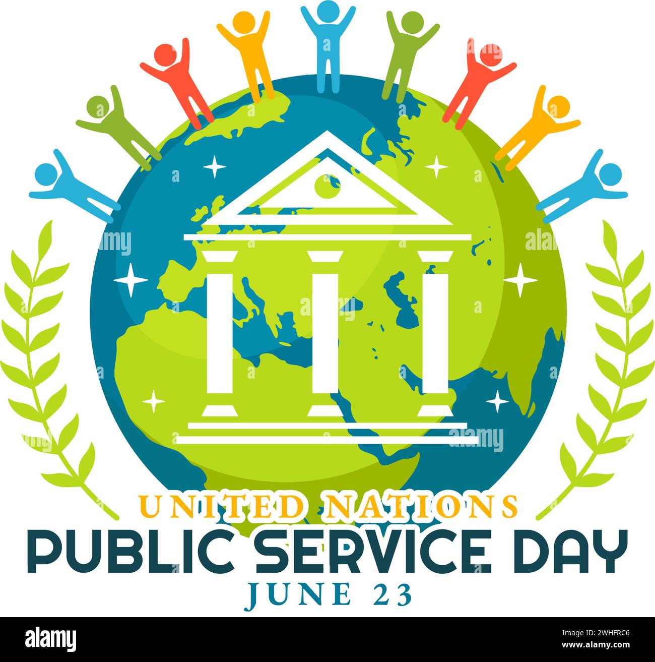 United Nations Public Service Day Vector Illustration with Publics ...
